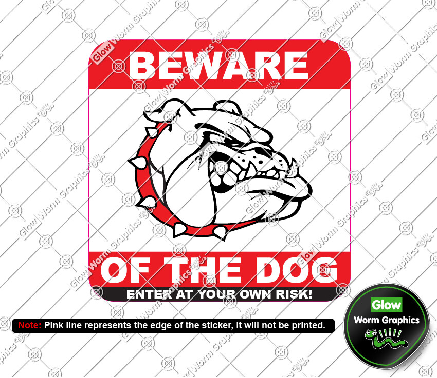 Beware of the Dog Bulldog Window Door Funny Novelty Pet Sticker Vinyl ...
