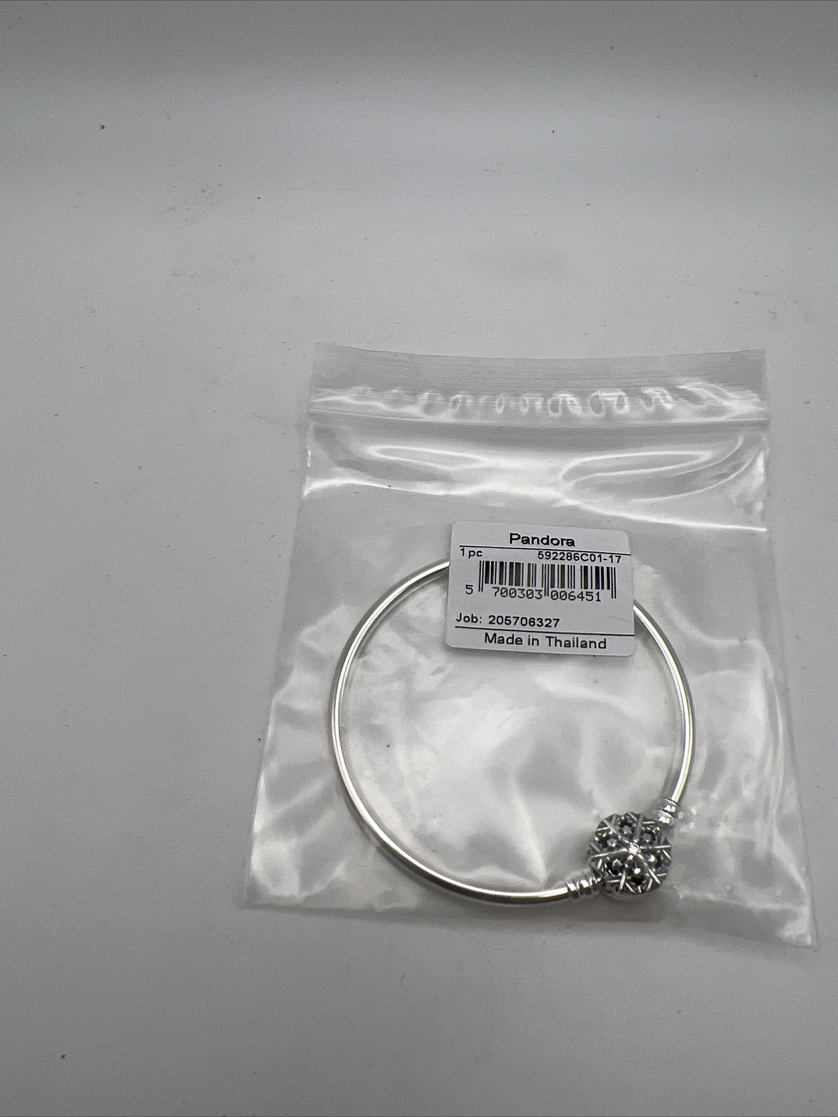 PANDORA Moments Sparkling Snowflake Clasp Bangle 592286C01-17 | eBay