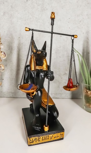 Egyptian Deity Anubis Jackal Scales of Justice Weighing Heart & Feather ...