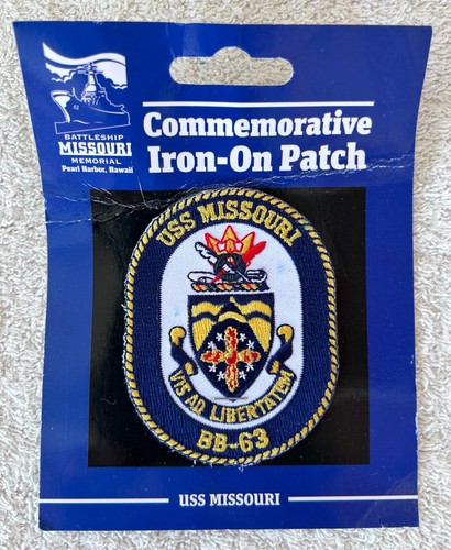 Navy USS Missouri BB-63 Battleship Memorial Iron On Crest Patch Pearl ...
