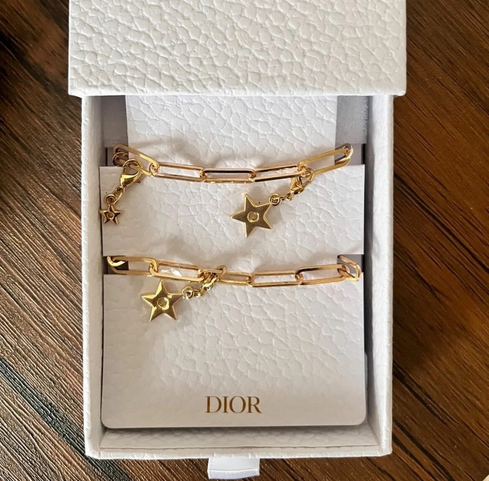 Christian Dior Phone Strap Novelty Gold Star Logo Keychain Charm New ...