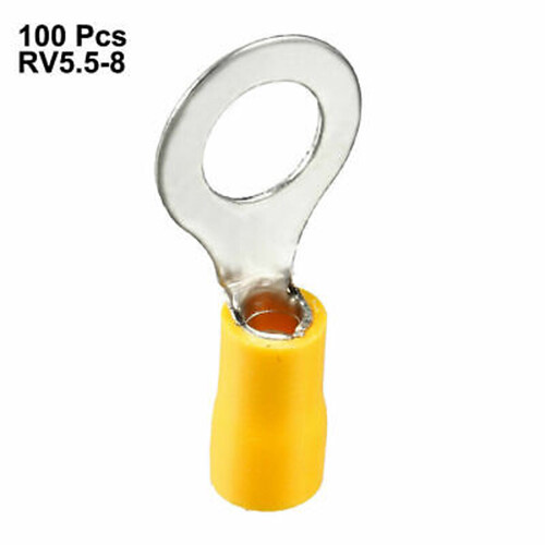 100Pcs RV5.5-8 Insulated Terminals Ring Electrical Wire Crimp ...