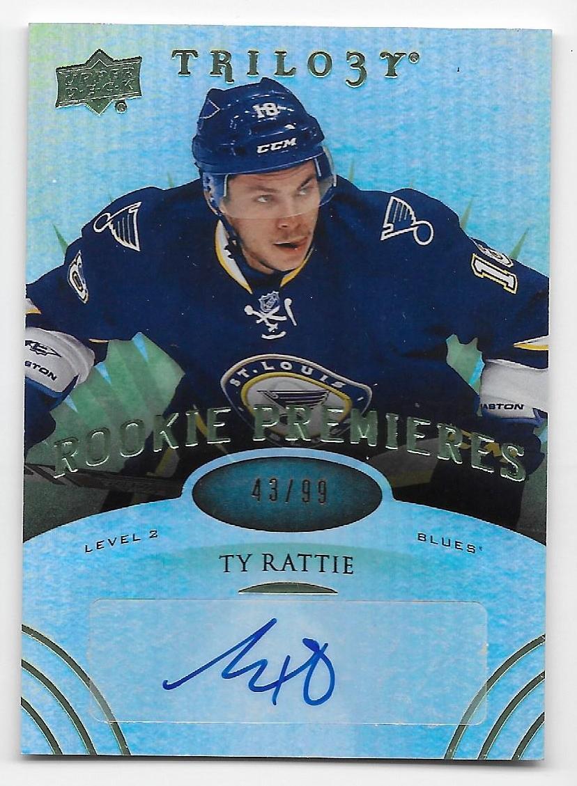 14/15 UPPER DECK TRILOGY ROOKIES RADIANT GREEN AUTOGRAPH Ty Rattie #43/ ...
