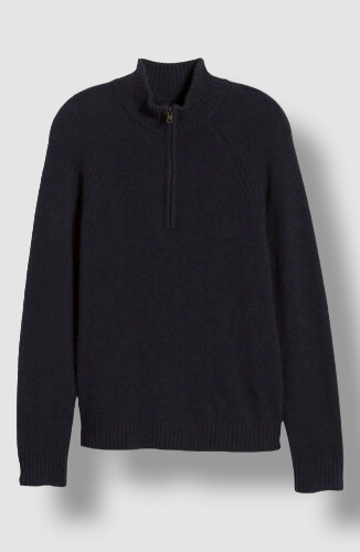 Vince Mens Blue Wool Yak Quarter-Zip Pullover Sweater Sweatshirt Size ...