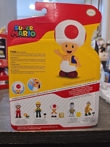 World of Nintendo Super Mario 4" Toad with Question ? Box Figure | eBay