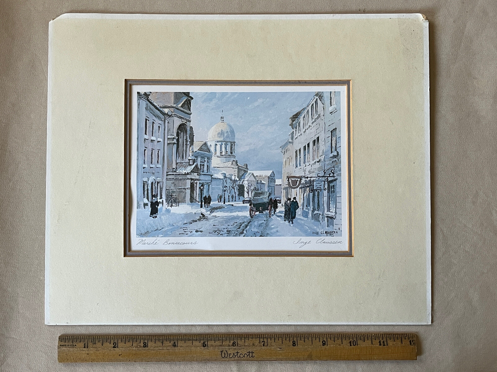 Vintage BONSECOURS MARKET Inge Claussen Signed Litho Canadian Art Card ...