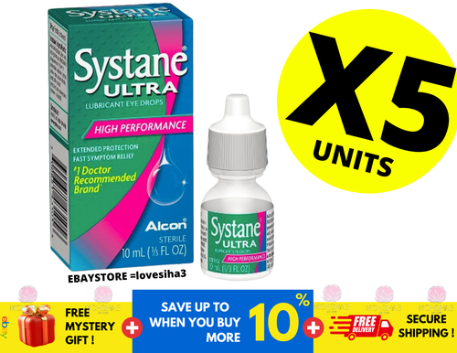 Systane Ultra 10 ml Lubricant Eye Drops OFFICIAL Dry Red Eye Relief X5 ...