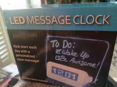 LED Message Clock Dry Erase Marker Included by Bluefield Products NEW ...