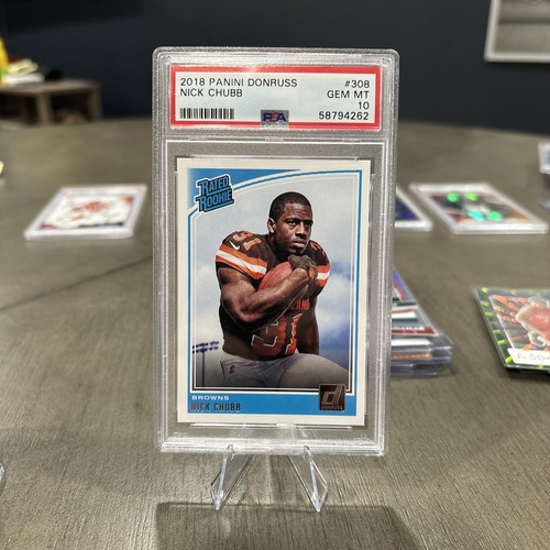 Graded 2018 Panini Donruss NICK CHUBB #308 Rookie RC Football Card PSA ...