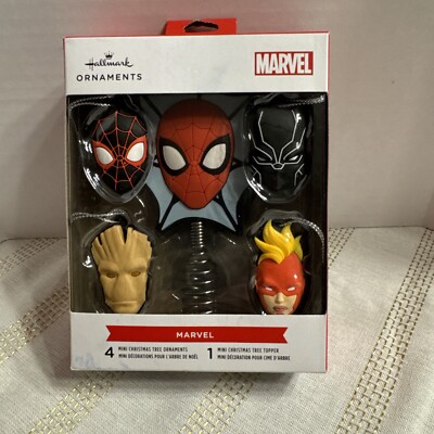 Hallmark Marvel Super Heroes Christmas Tree Ornaments Topper Mini 5 New ...