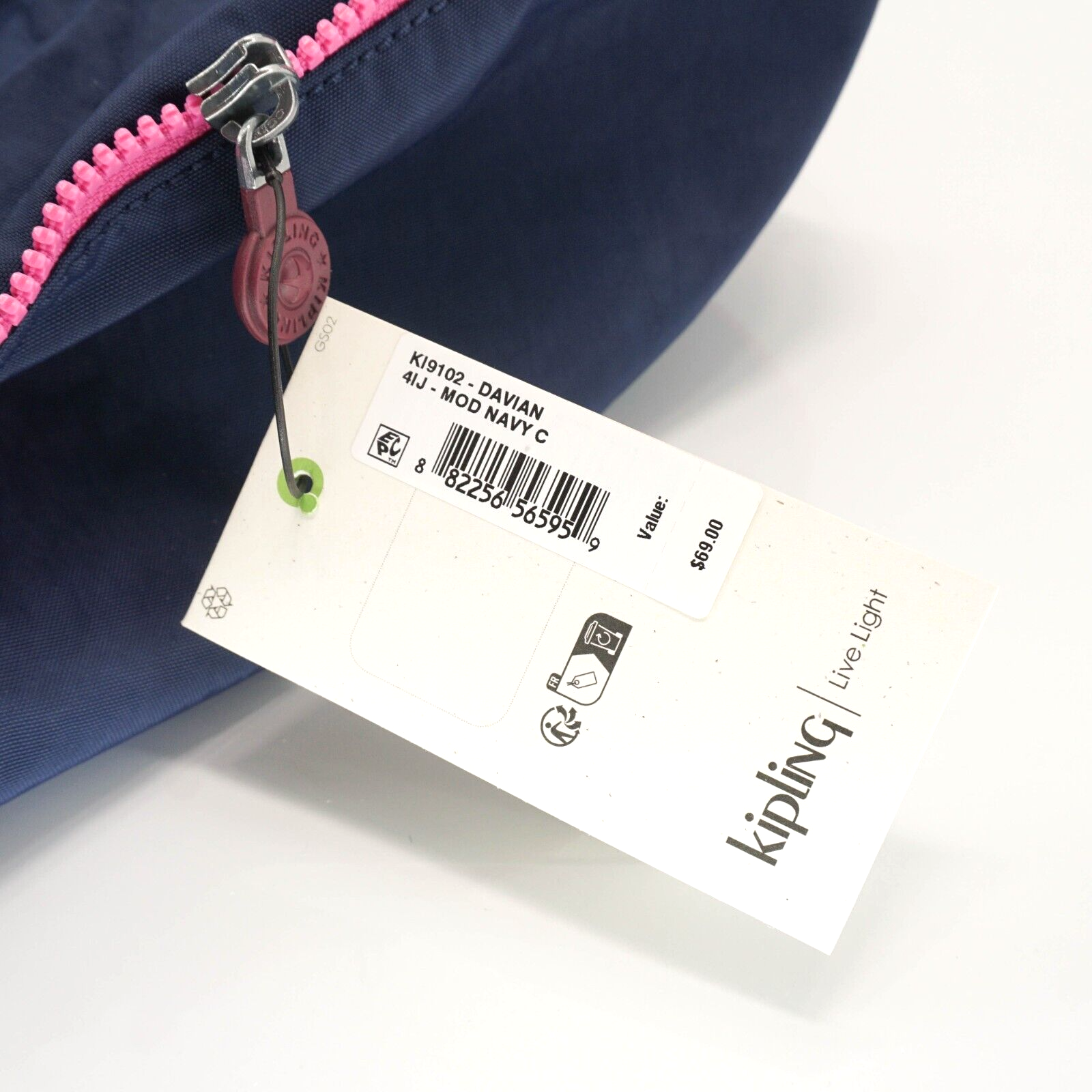 Kipling Davian Packable Large Tote Bag Travel Grocery KI9102 Mod Navy $69 NWT | eBay