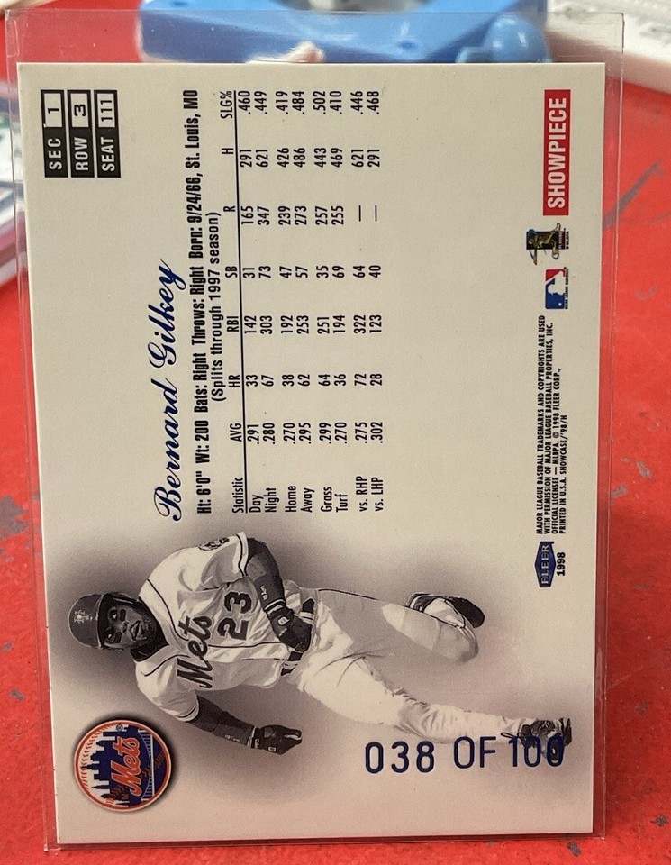 1998 (METS) Flair Showcase Legacy Collection Row 3 #111 Bernard Gilkey ...
