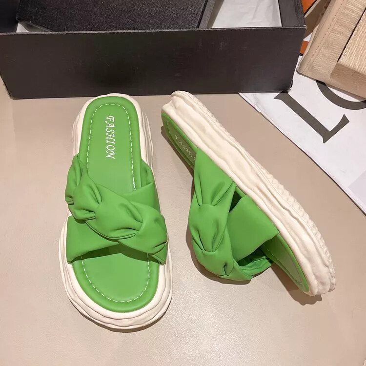 Sandales Chaussons Sabot Basses Vert Platform Confortable Cuir ...