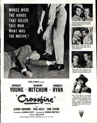 1947 Movie 'Crossfire' Robert Young Mitchum Ryan Vintage Print Ad 606 ...