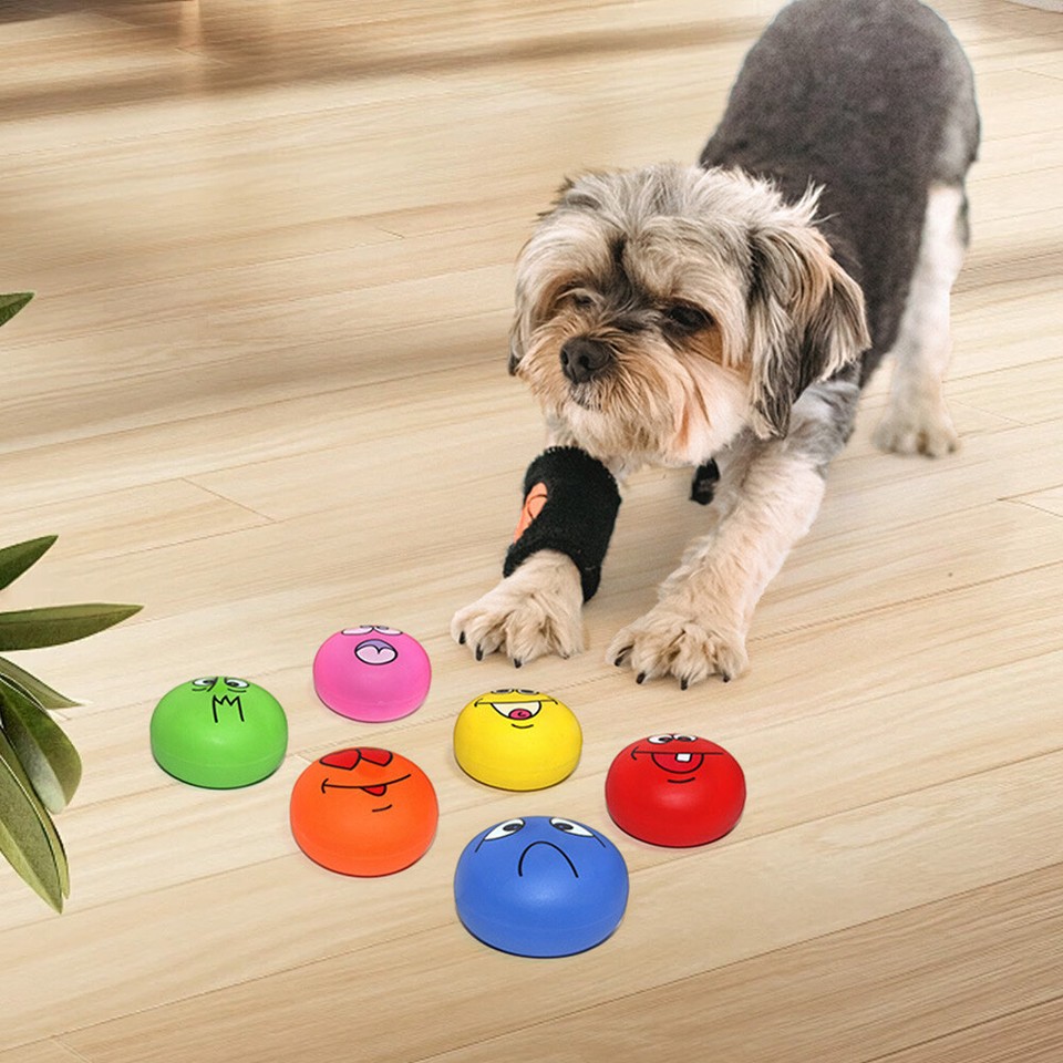fr 6 Pcs Smile Face Dog Balls Soft Latex Dog Squeaky Toys for Puppy ...