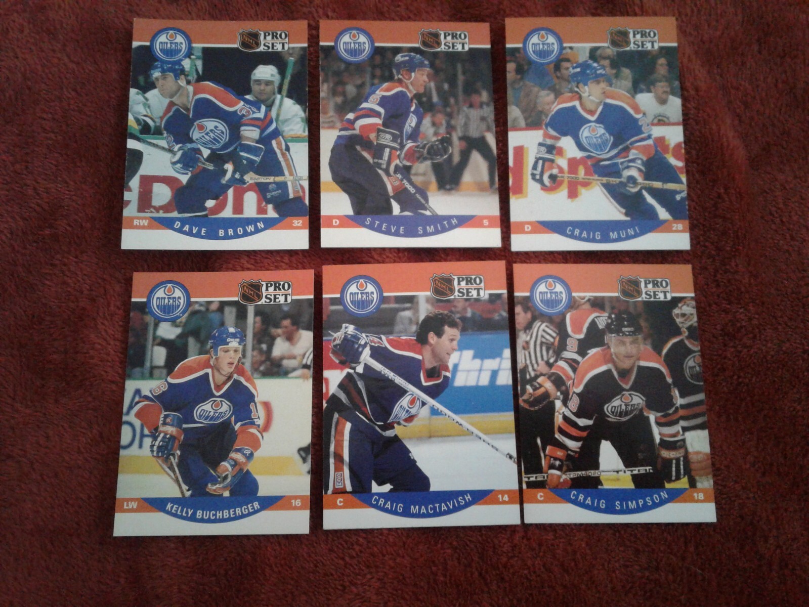 (6) lot, Edmonton Oilers, 1990 Proset, Steve Smith,Craig Simpson ...