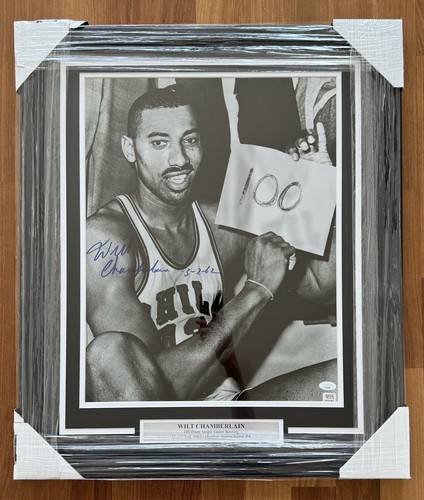 Wilt Chamberlain Signed Framed 100 Pt Game 16x20 Photo JSA PSA LOA ...