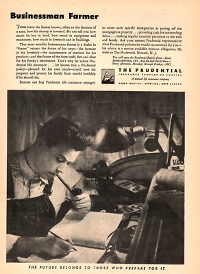 VINTAGE 1946 THE PRUDENTIAL INSURANCE COMPANY FARMER PRINT AD | eBay