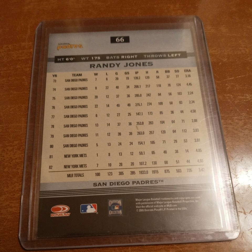 2005 Donruss Greats Randy Jones Blue Holofoil Signatures Autograph #66 ...