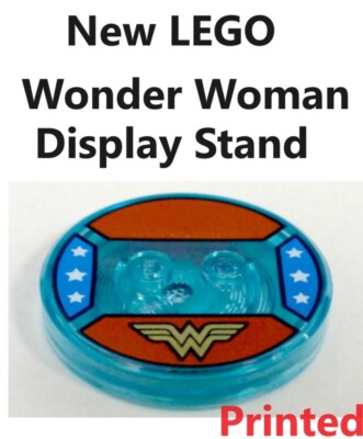 New LEGO Display Stand Trans Clear Blue Printed WONDER WOMAN Figure 2 ...