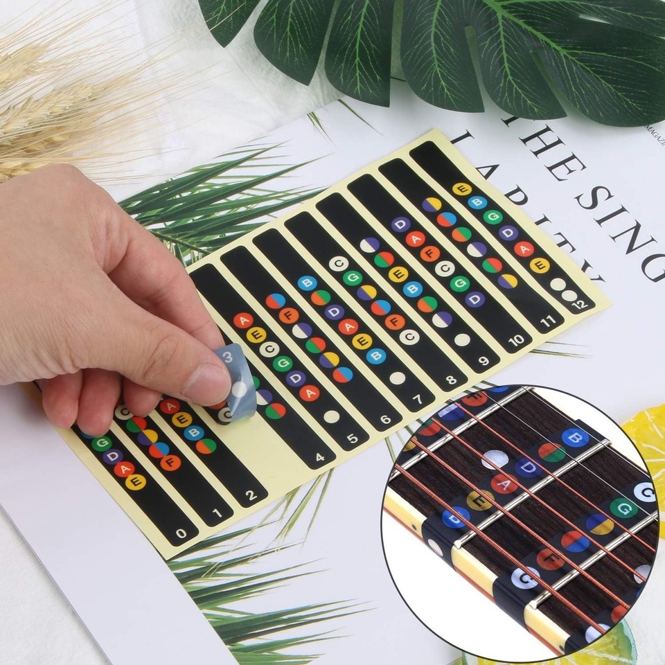2 Pcs Guitar Fretboard Stickers, Guitar Note Stickers, Learn Guitar ...