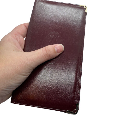 Authentic Cartier Burgundy Leather Slim Long Bifold Wallet / Checkbook ...