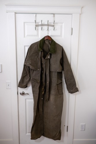 FILSON Duster Waxed Cotton Canvas Jacket Green Cowboy Coat 465N Made in ...