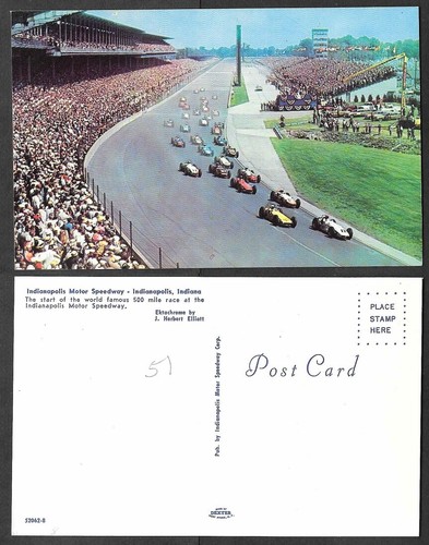 Old Auto Racing Postcard - Indianapolis 500 - Start of Race | eBay