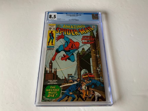 AMAZING SPIDER-MAN 95 CGC 8.5 WHITE PAGES LONDON JOHN ROMITA MARVEL ...