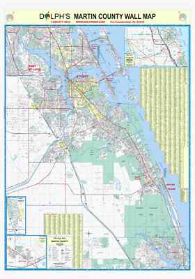 Martin County FL Laminated Wall Map (D) | eBay