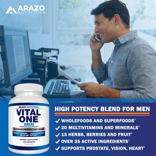 Vital One Multivitamin for Men – Daily Wholefood Supplement - 150 Vegan ...
