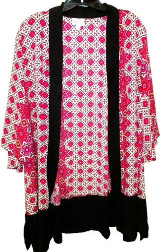 LuLaRoe Lightweight Open Front Pink Geometric Tunic Jacket Cover-Up ...
