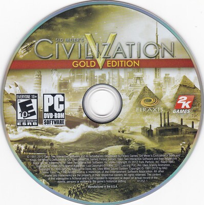 Sid Meier's Civilization 5 Gold Edition (PC DVD-ROM, 2012) *DISC ONLY ...