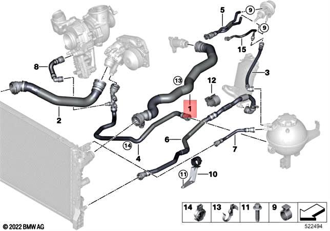 Genuine BMW G11 G12 G30 G31 520d ed 520dX 525d 725d Hose Radiator ...