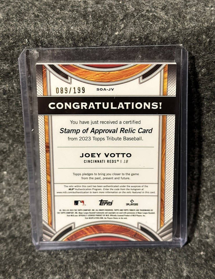 2023 Topps Tribute Joey Votto SOA-JV /199 Stamp Of Approval Relic Card ...