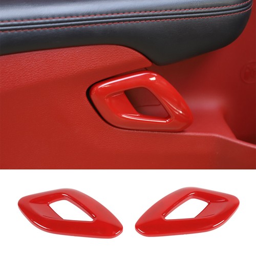 Red ABS Interior Door Handle Ring Cover For Dodge Challenger 2015-23 ...
