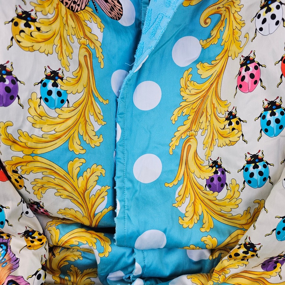 VERSACE Butterflies Baroque Azur Blue/Multicolor Unisex Long Bathrobe ...