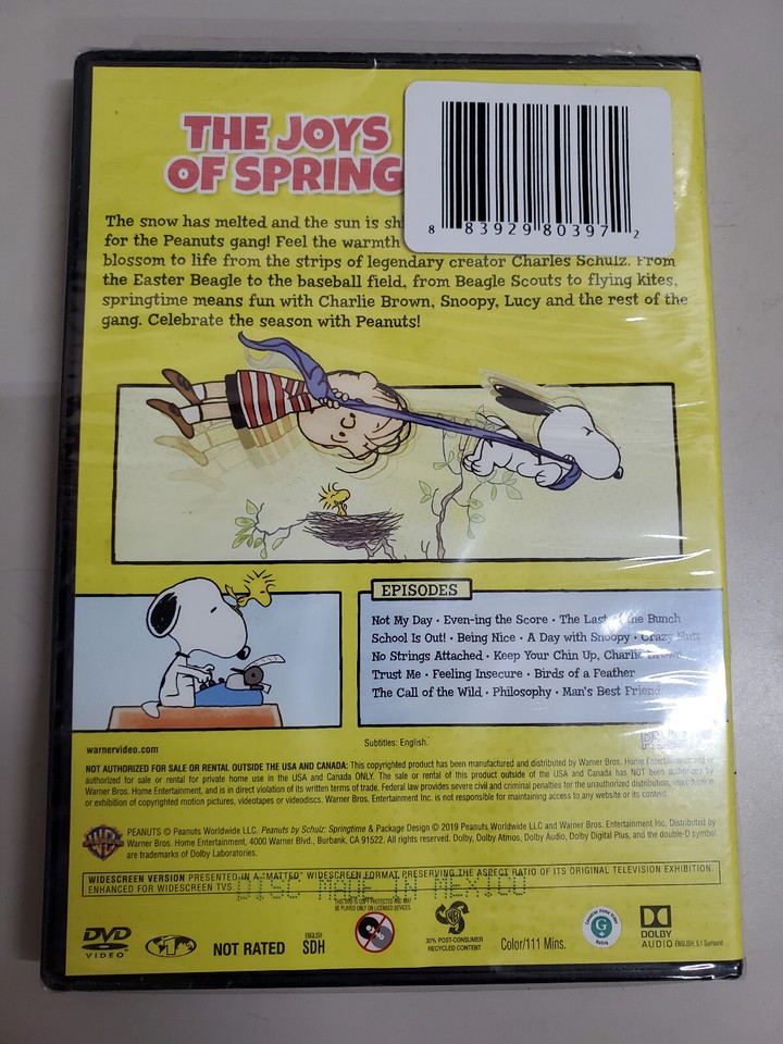 Peanuts By Schulz Springtime Animation DVD 15 All-New Shorts Brand New ...