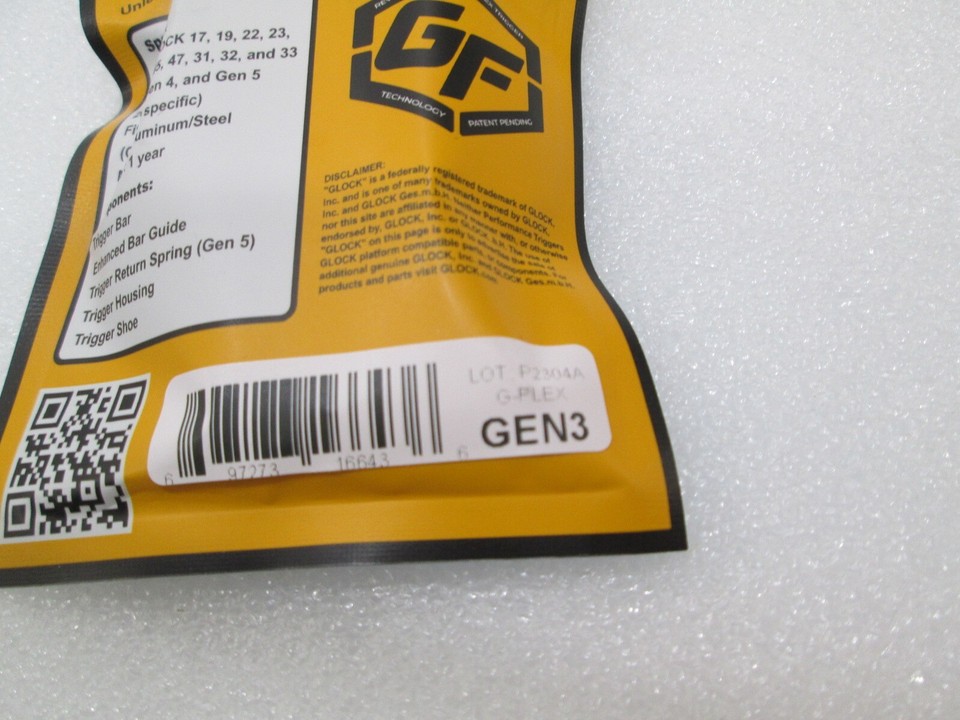 G-Flex (fits Gen 3 Glock only) Reflex Trigger 17 19 22 23 26 27 19X 45 ...