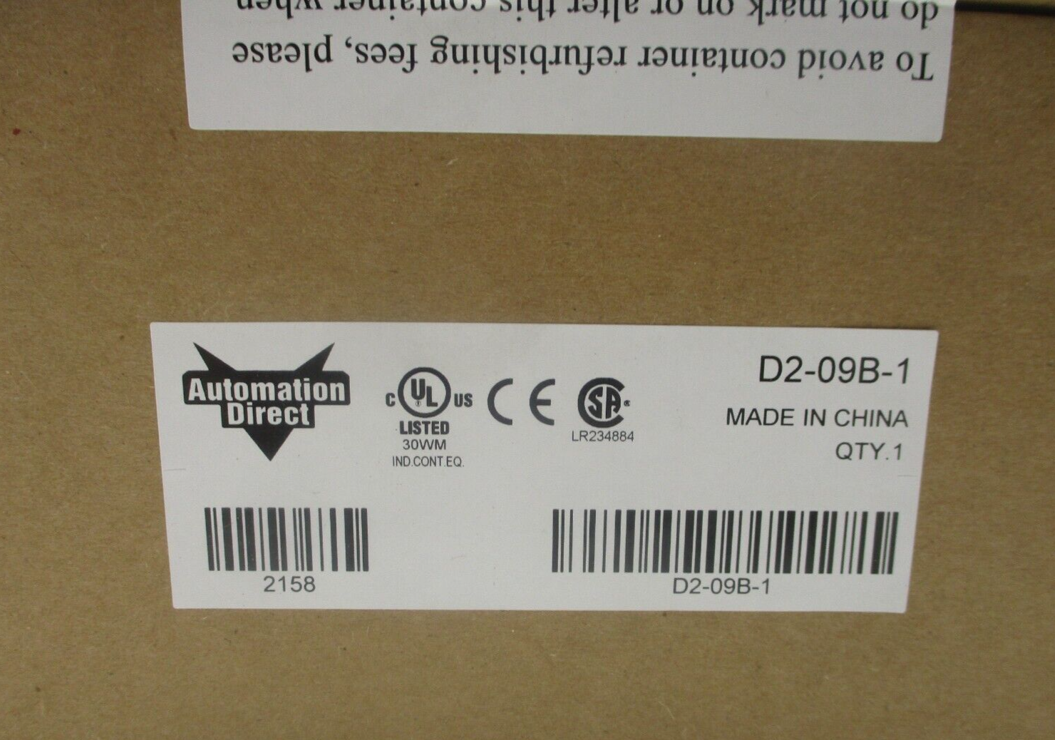 NEW SEALED AUTOMATION DIRECT D2-09B-1 DIRECTLOGIX 205 KOYO 9-SLOT BASE ...