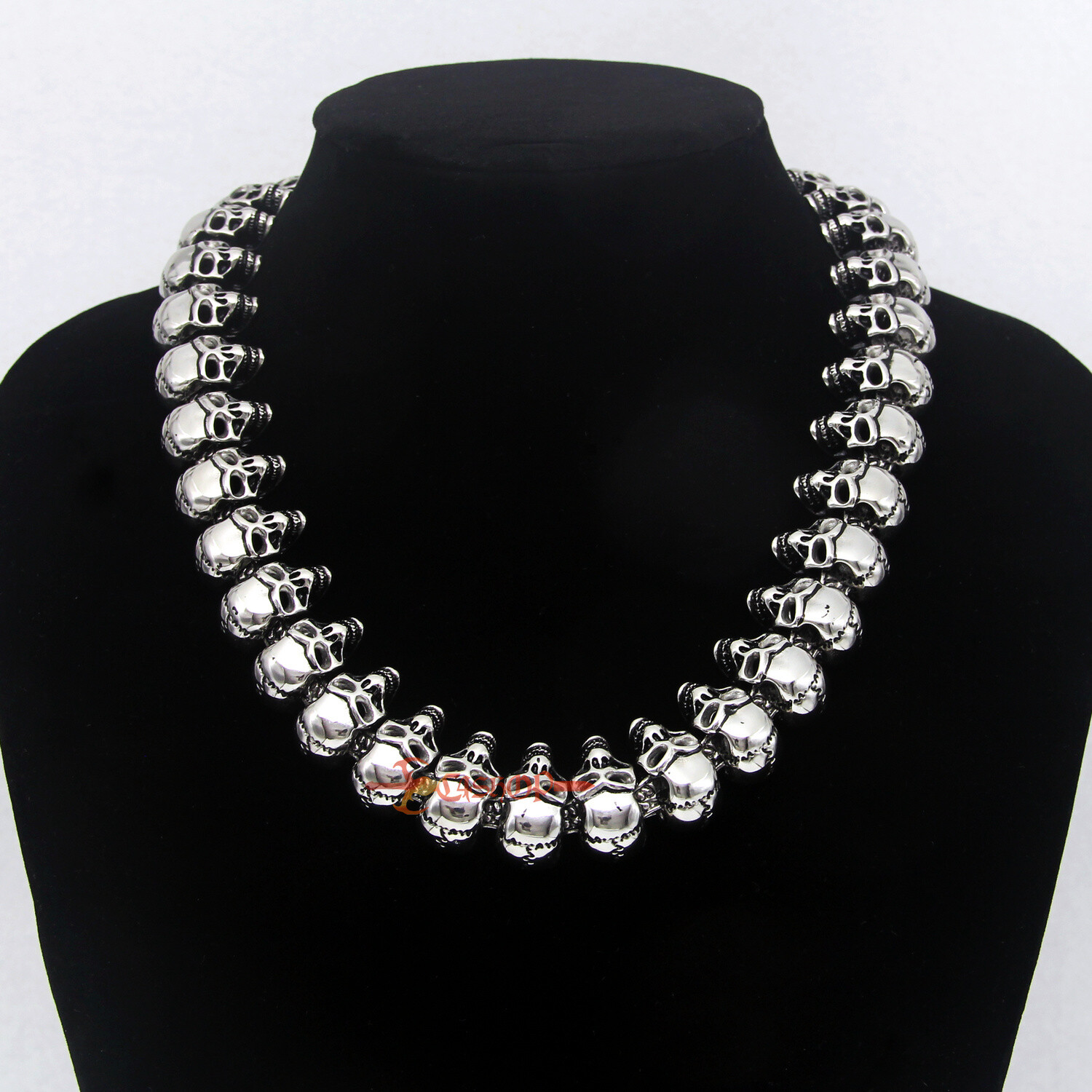 Men's Heavy 316L Stainless Steel Skull Head Chain Necklace Gothic Biker ...