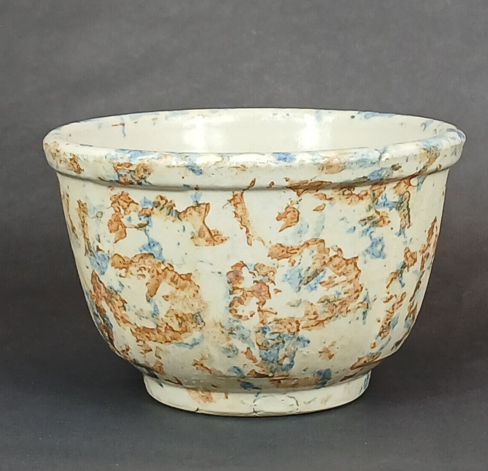 Red Wing Spongeware Vintage Panel Mixing Bowl Blue Brown/Rust Stoneware ...