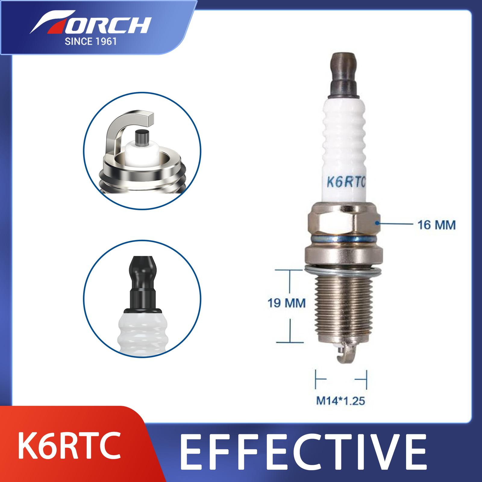 TORCH K6RTC Spark Plug Replacement for NGK BCPR6ES FR6E-D for Champion ...