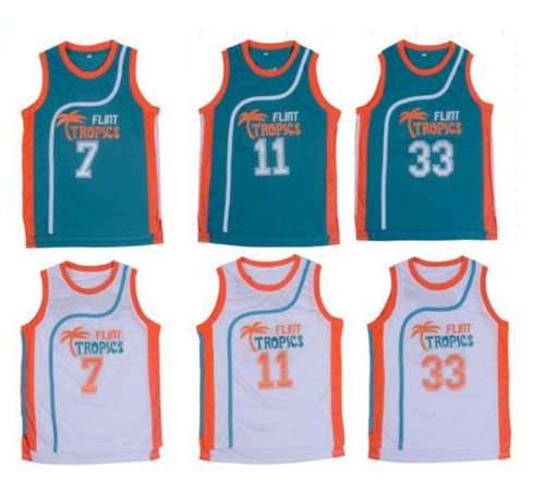 Semi Pro Flint Tropics Basketball Jerseys 7# 11# 33# Numbers Stitched ...
