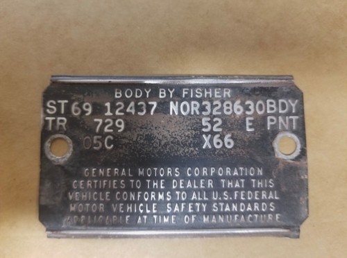 1969 Camaro X66 big block SS cowl tag trim tag | eBay