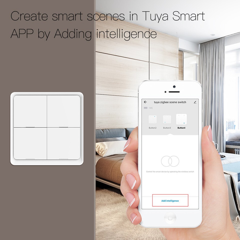 MOES Tuya ZigBee Wireless 12 Scene Smart Switch Push Button APP Remote ...