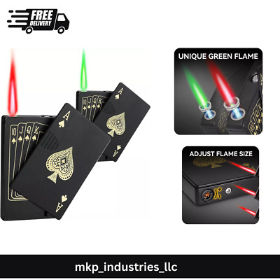 2 Pack Jet Torch Lighter Ace Card Lighter Green Flame Refillable Butane ...