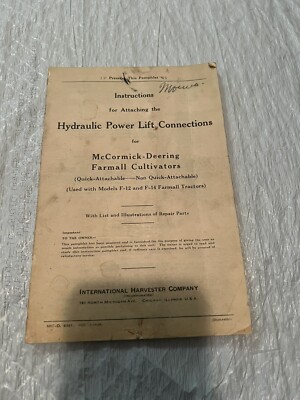 Hydraulic Power Lift Connections for McCormick-Deering Farmall ...