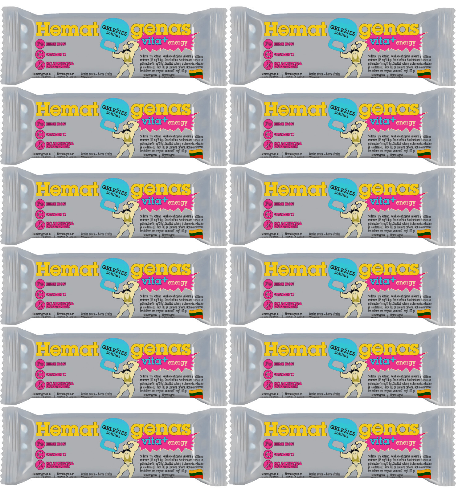 12 HEMATOGEN VITA+ ENERGY Source of Heme Iron Vitamin C Energy Bars 50g ...