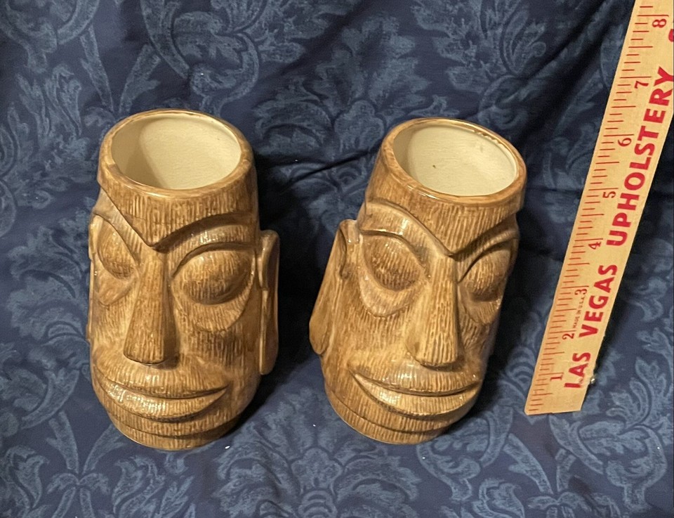 2 Vintage Otagiri Big Eye Moai RAB Shag Tiki Mugs Cups | eBay